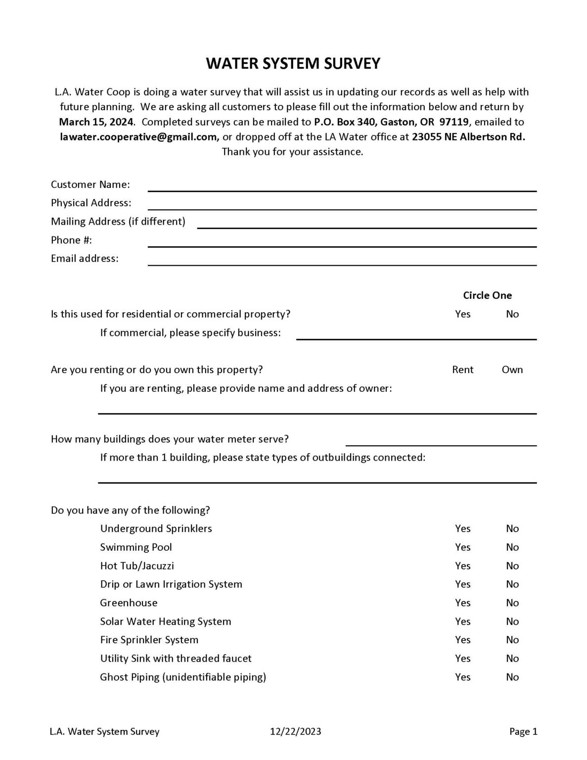 Useful Information – L. A. WATER COOPERATIVE